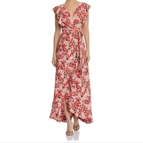Wayf | Dresses | Wayf Sara Maxi Pink Ditsy Floral Wrap Size Small ...